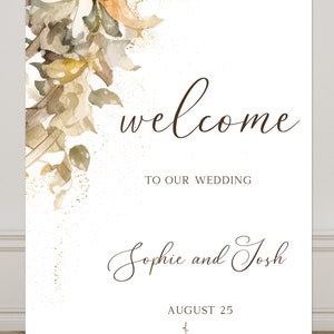 Fall Wedding Signs, Autumn Welcome Sign, Wedding Decorations, Editable ...