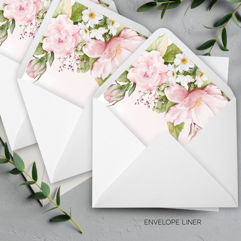 Floral Envelope Liner, Envelope Liner Template, Envelope Liners, Floral ...