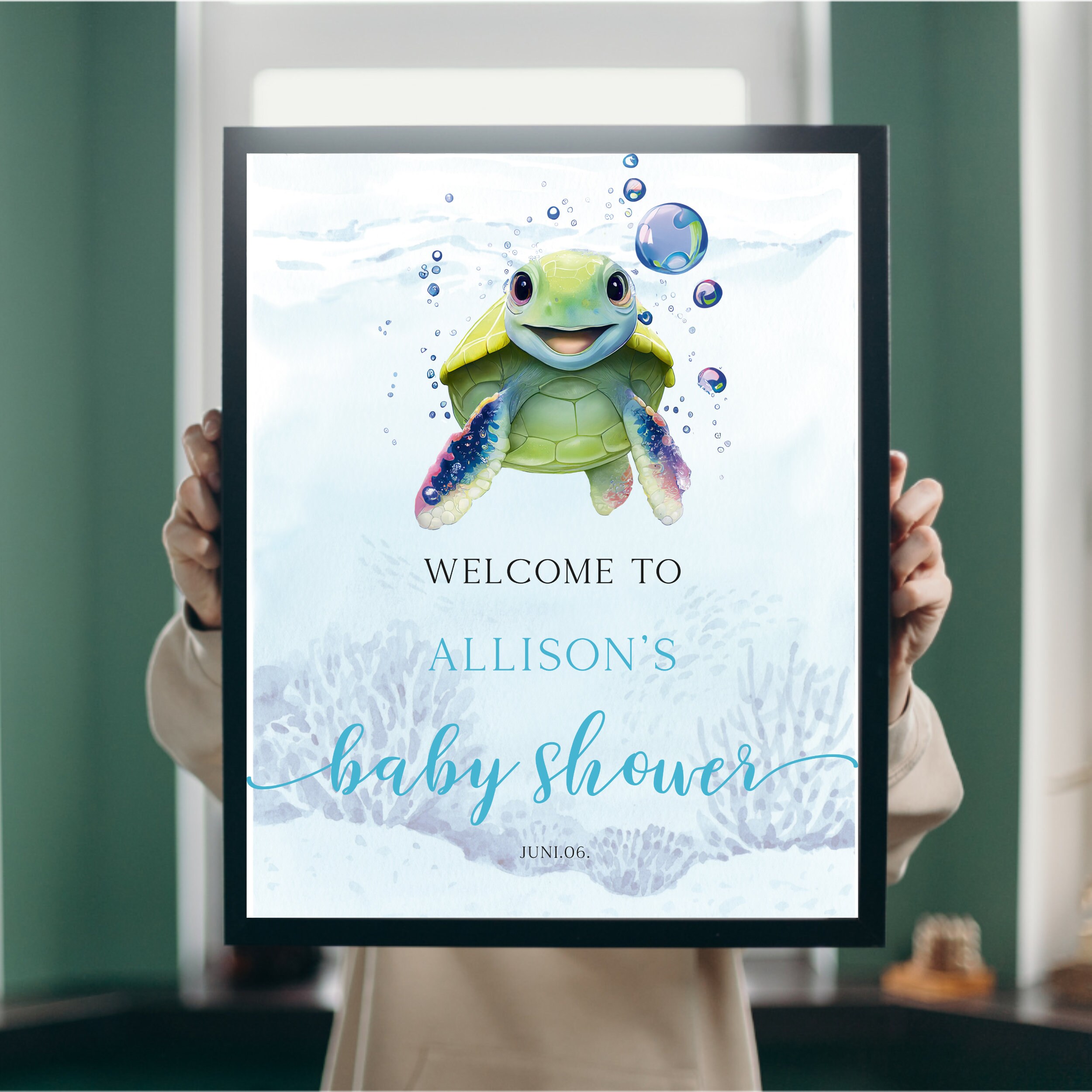 Turtle Baby Shower Welcome Sign Editable Welcome Sign Baby - Etsy