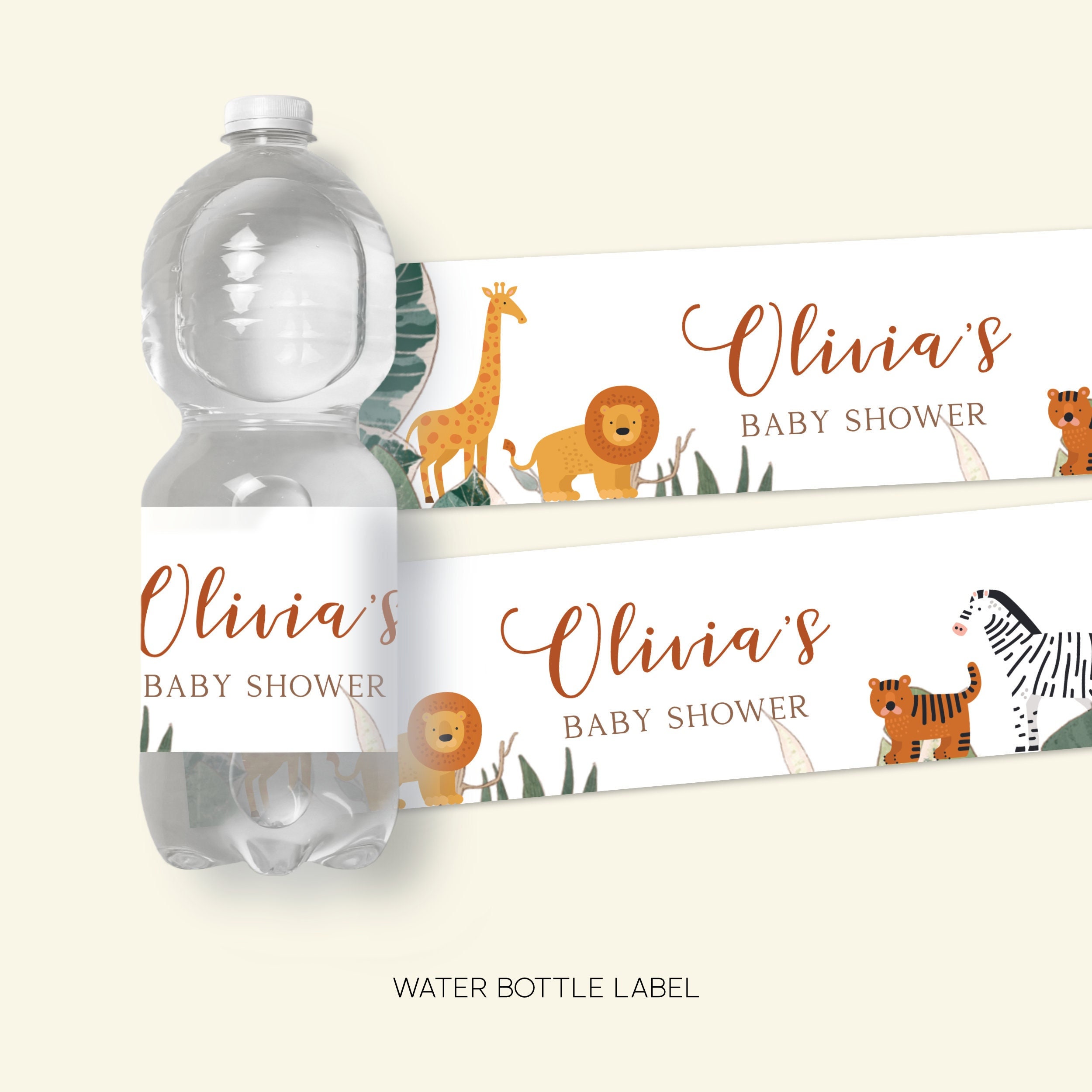 Safari Baby Shower Bottle Label, Safari Animals, Editable Label ...