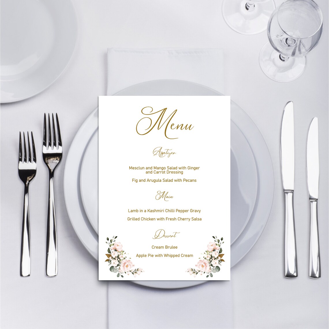Wedding Menu Card, Printable Menu Template, Wedding Menu Card Digital ...