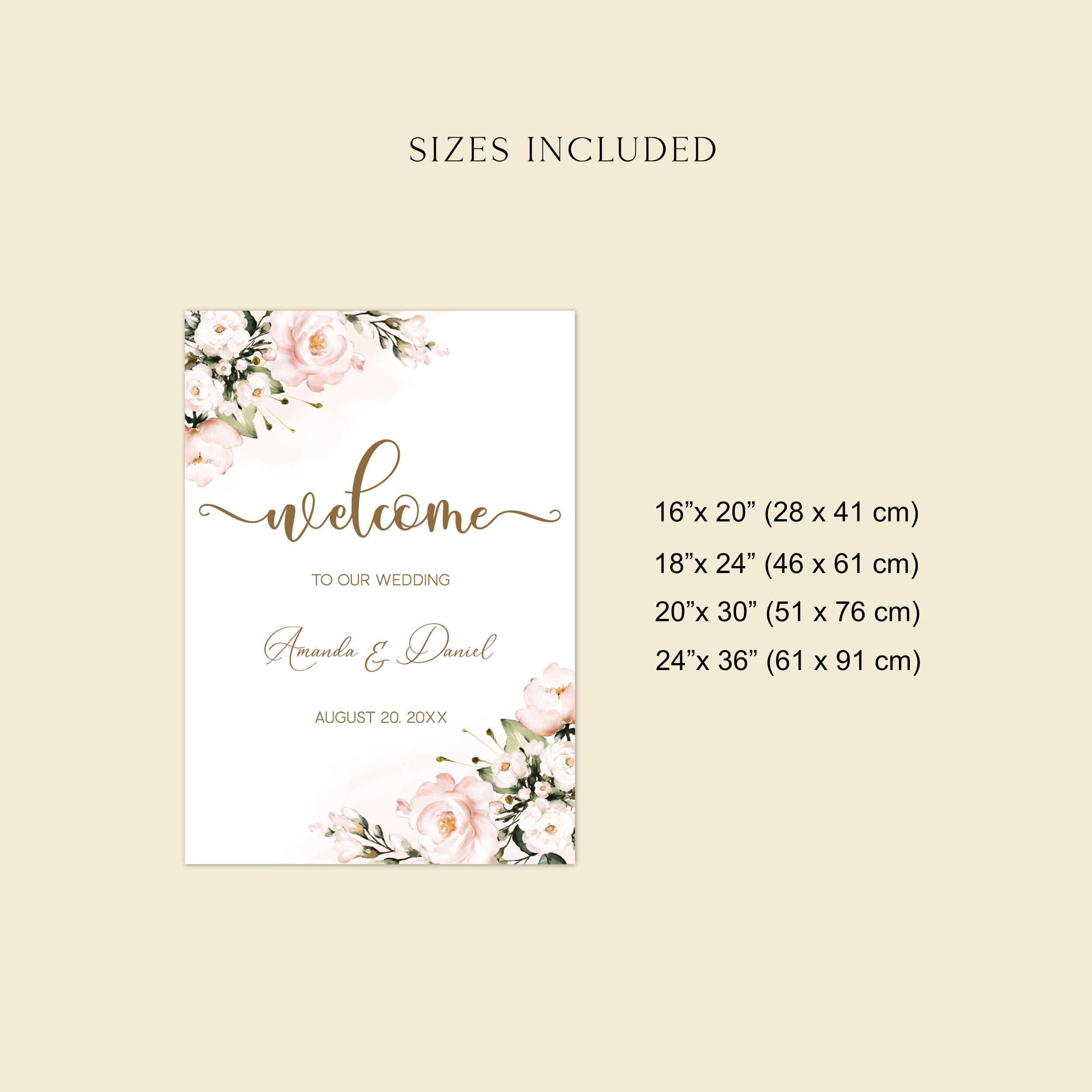 Wedding Welcome Sign Template, Blush Pink Welcome Sign, Printable ...