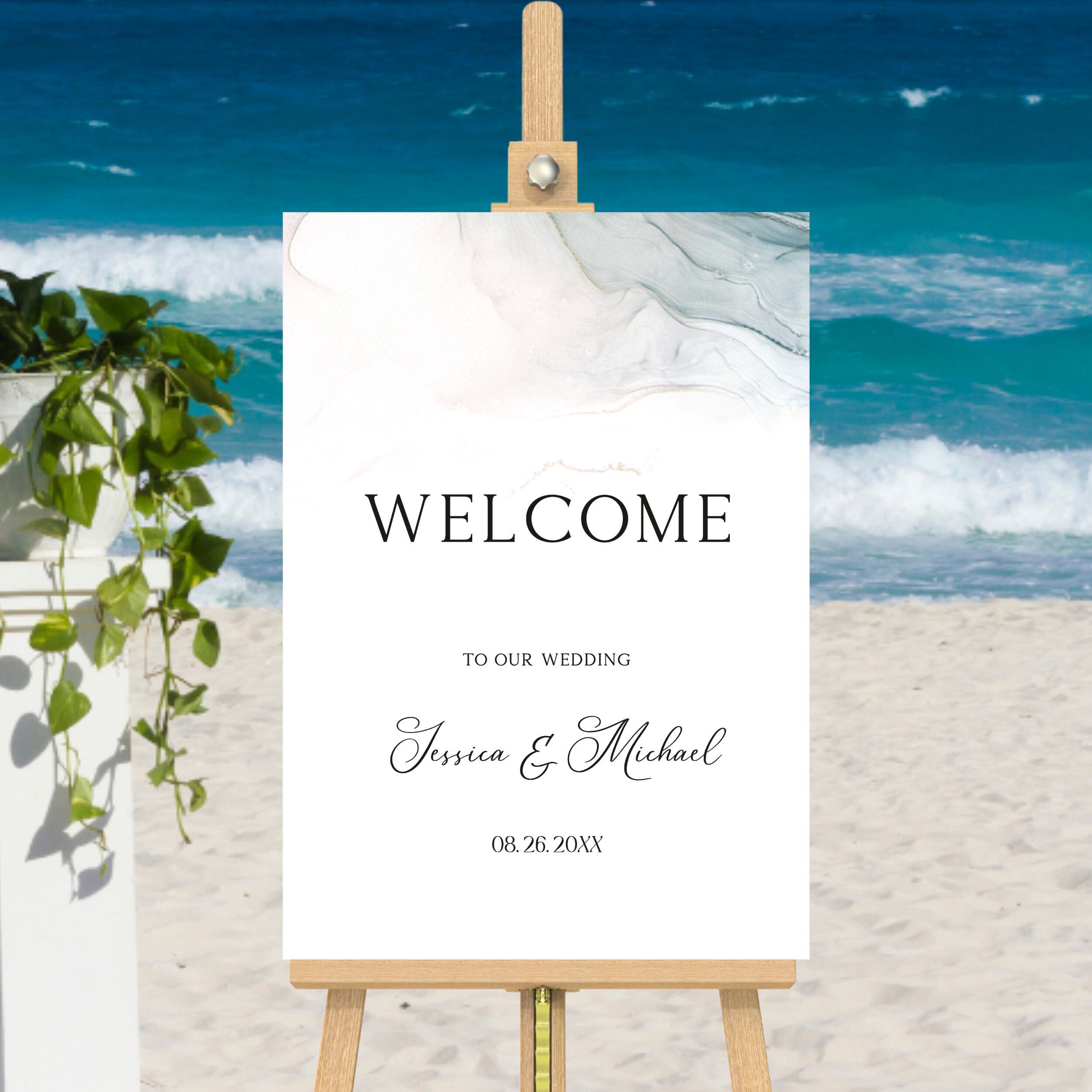 Beach Wedding Welcome Sign Template, Printable Wedding Signs, Summer ...
