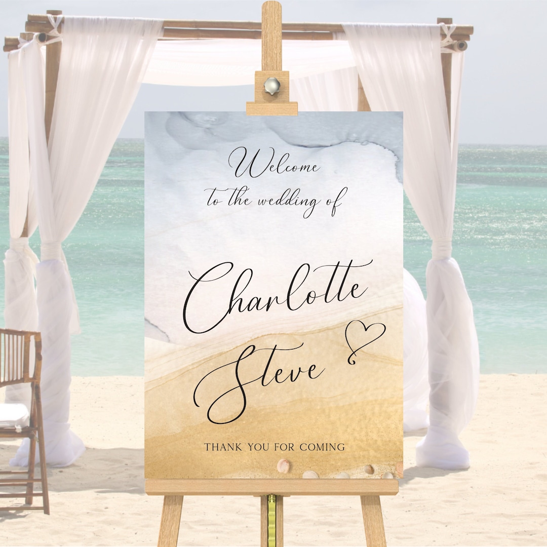 Beach Wedding Welcome Sign, Wedding Decor, Printable Welcome Sign ...