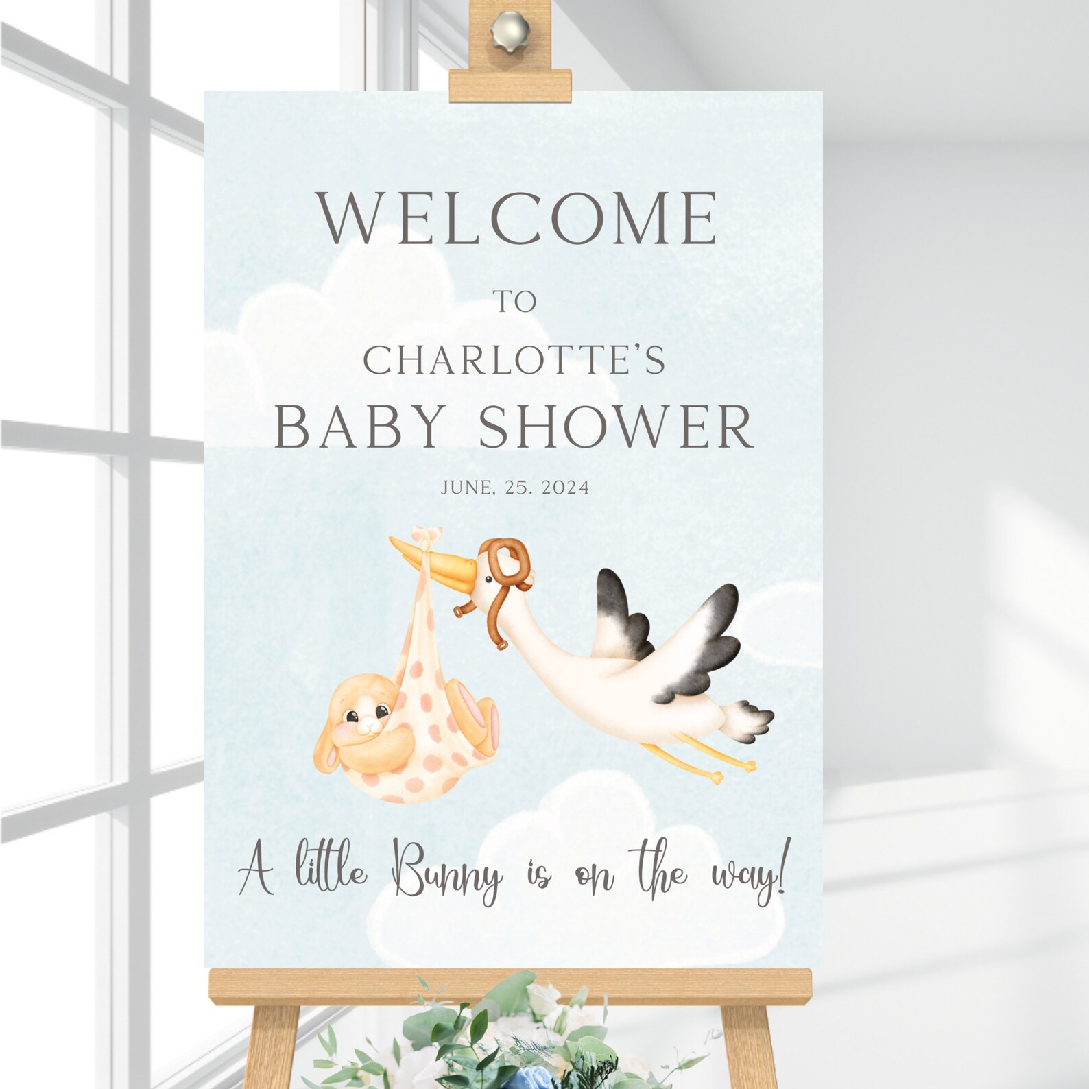 Stork Baby Shower Welcome Sign, Stork Welcome Sign, Baby Shower Banner ...