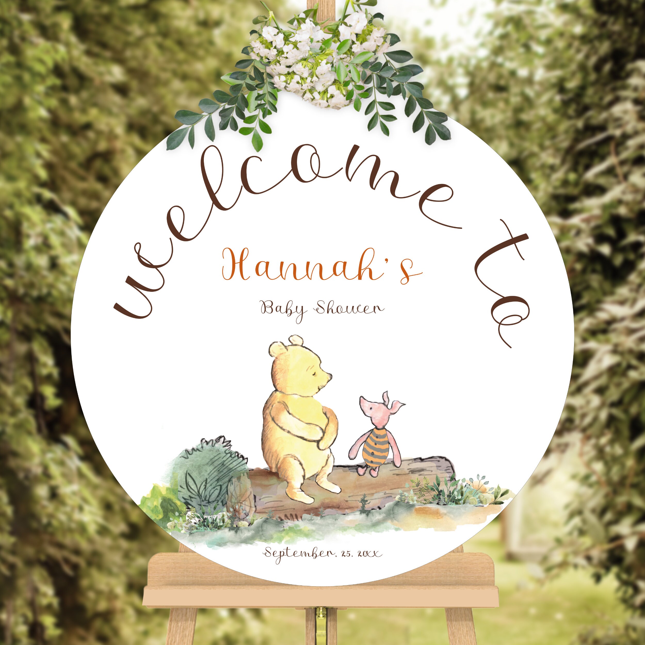 Winnie the Pooh Baby Shower Welcome Sign, Editable Baby Shower Sign ...