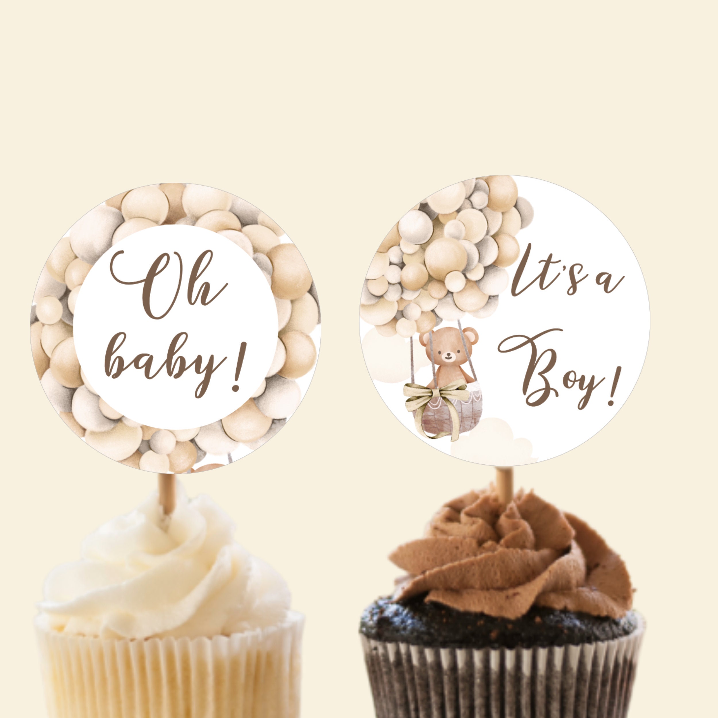 Bear Cupcake Topper Muffin Toppers Baby Shower - Etsy
