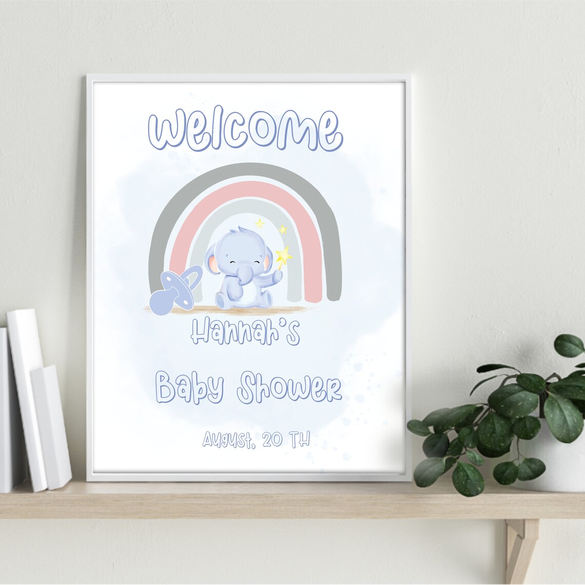 Baby Shower Welcome Sign, Elephant Sign, Editable Template, Welcome ...