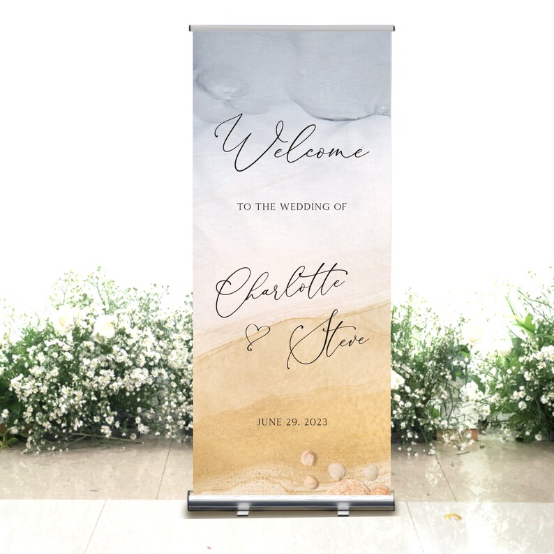 Beach Wedding Welcome Banner, Printable Welcome Sign Editable Template ...