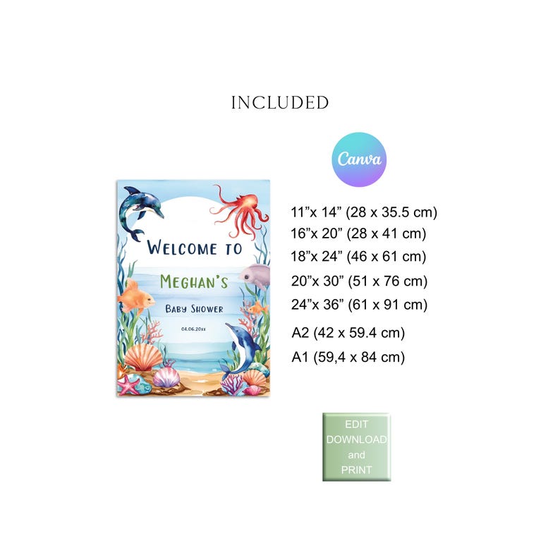 Underwater World Welcome Sign: Printable Instant Download for Baby ...