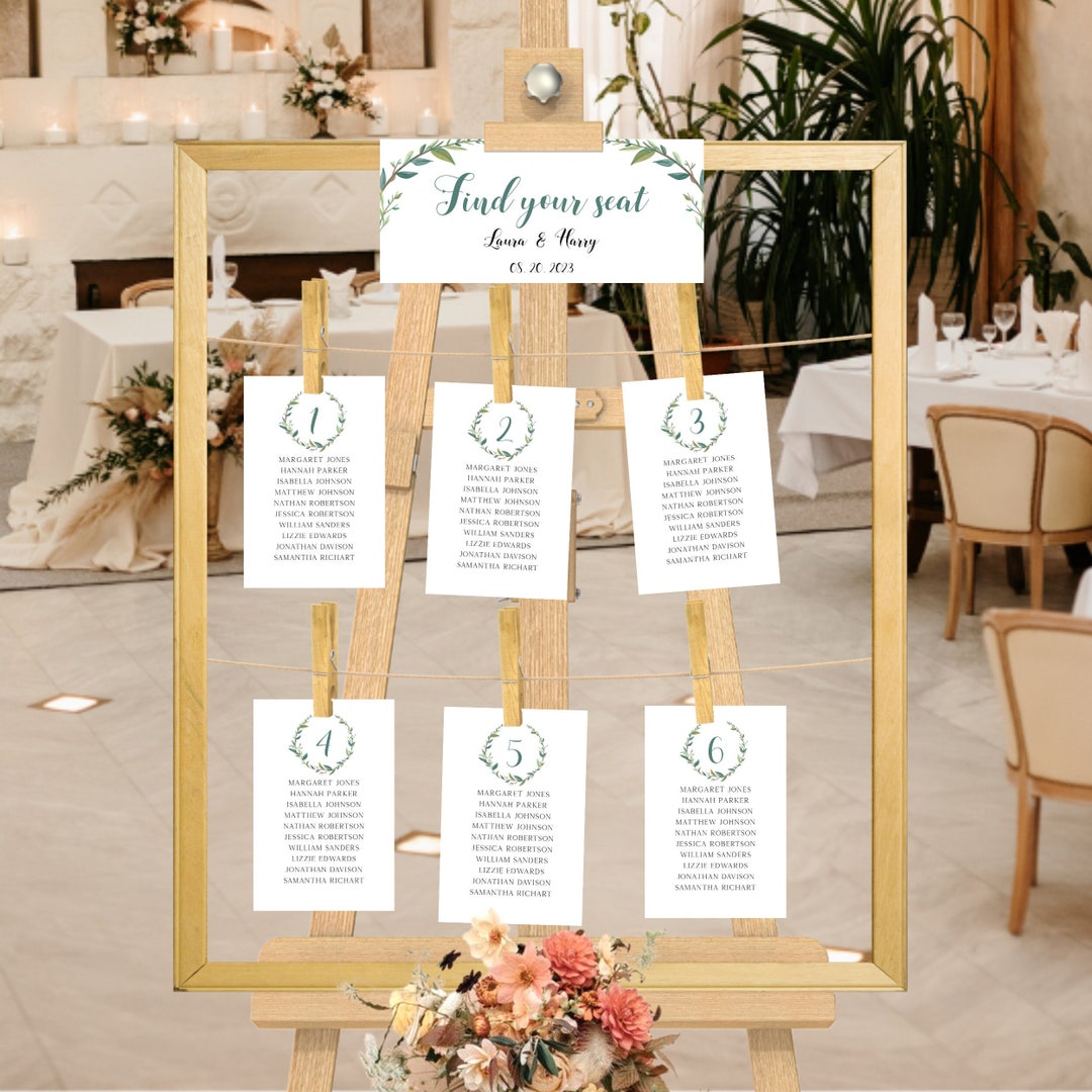 Wedding Seating Plan, Editable Seating Chart Card Template - Etsy