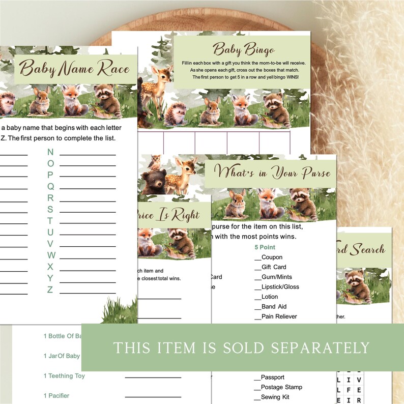 Woodland Baby Shower Gift Bag, Forest Animals, Editable Text, Bear Baby ...