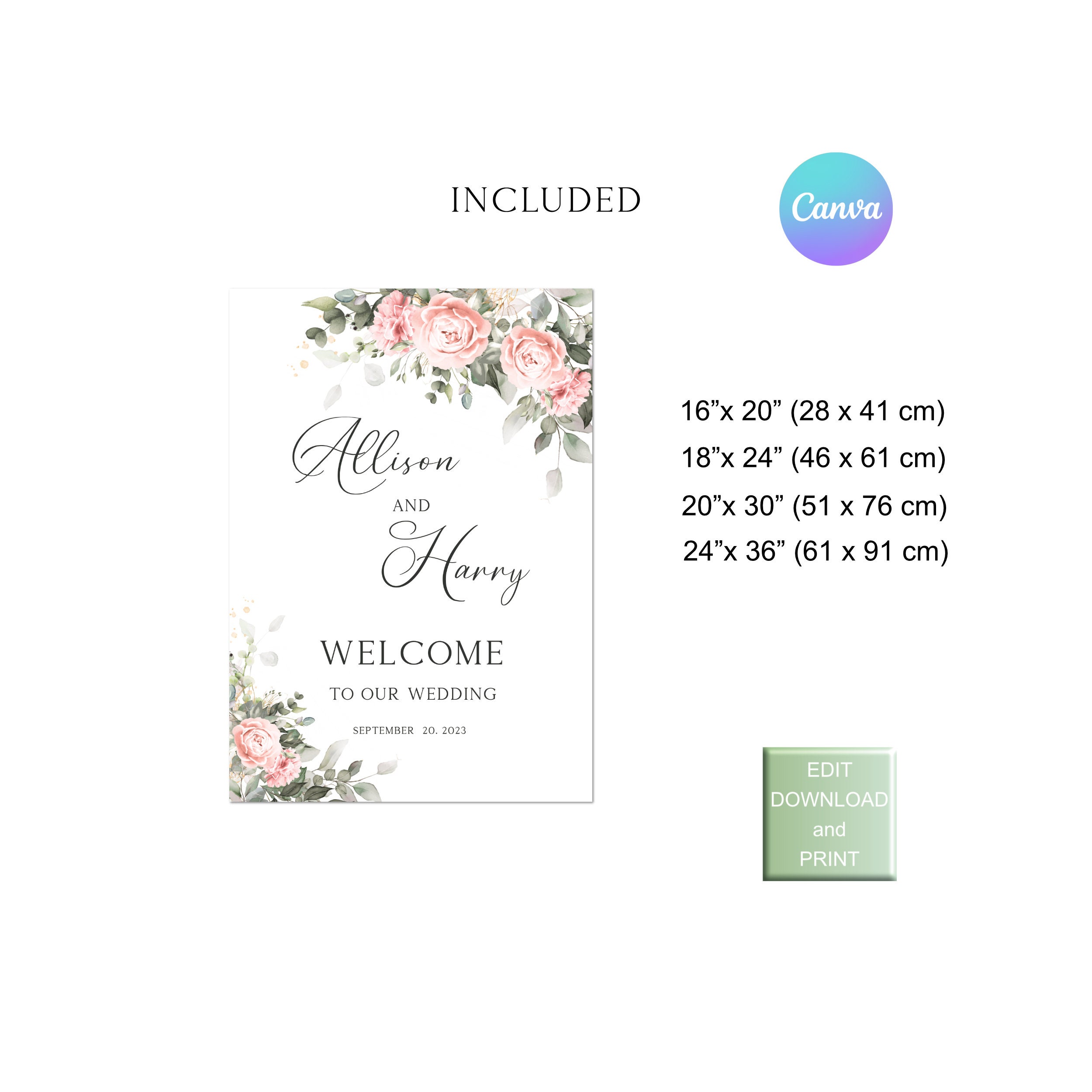 Wedding Sign Template, Wedding Welcome Sign, Wedding Sign, Editable ...