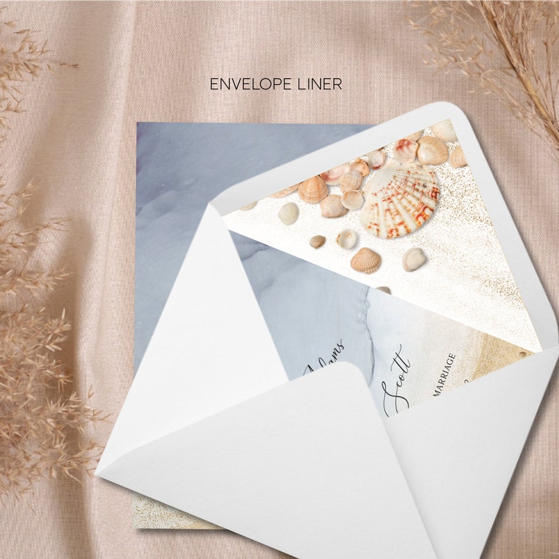 Beach Envelope Liner, Printable Envelope Liner Instant Print, W159 - Etsy
