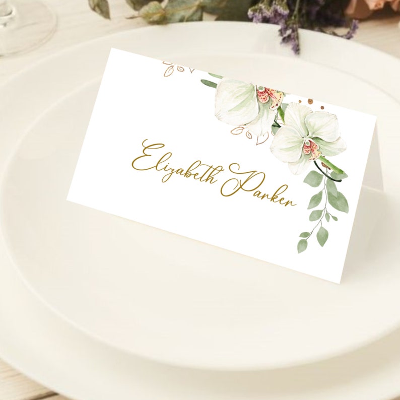 Greenery Place Card Template, Editable Name Card, Wedding Place Card ...