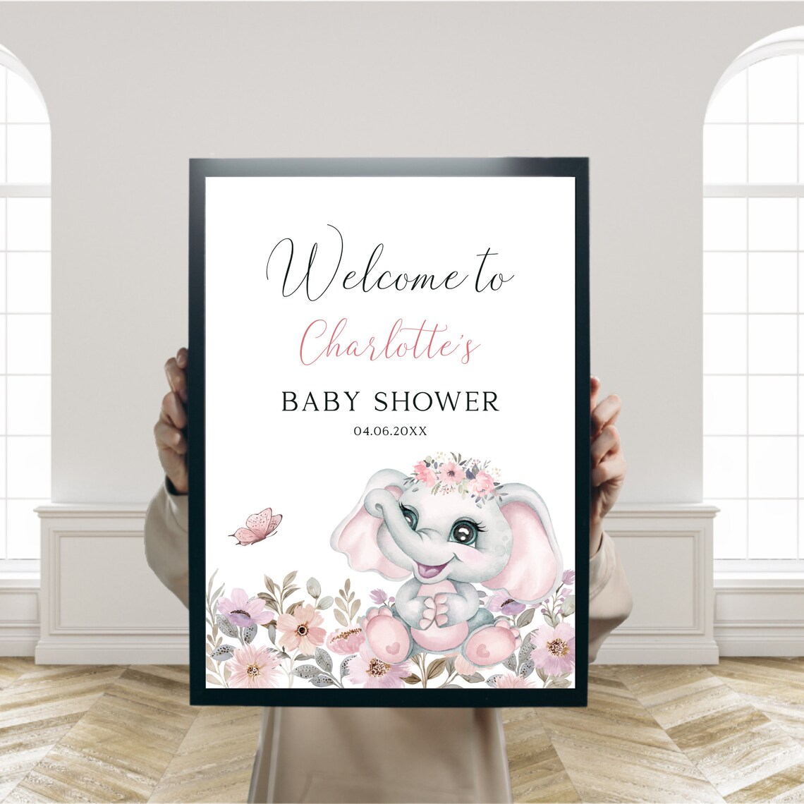 Elephant Baby Shower Welcome Sign, Editable Baby Shower Sign, Baby ...