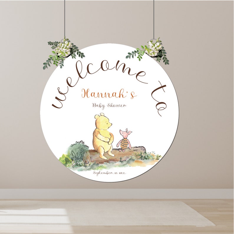 Winnie the Pooh Baby Shower Welcome Sign, Editable Baby Shower Sign ...
