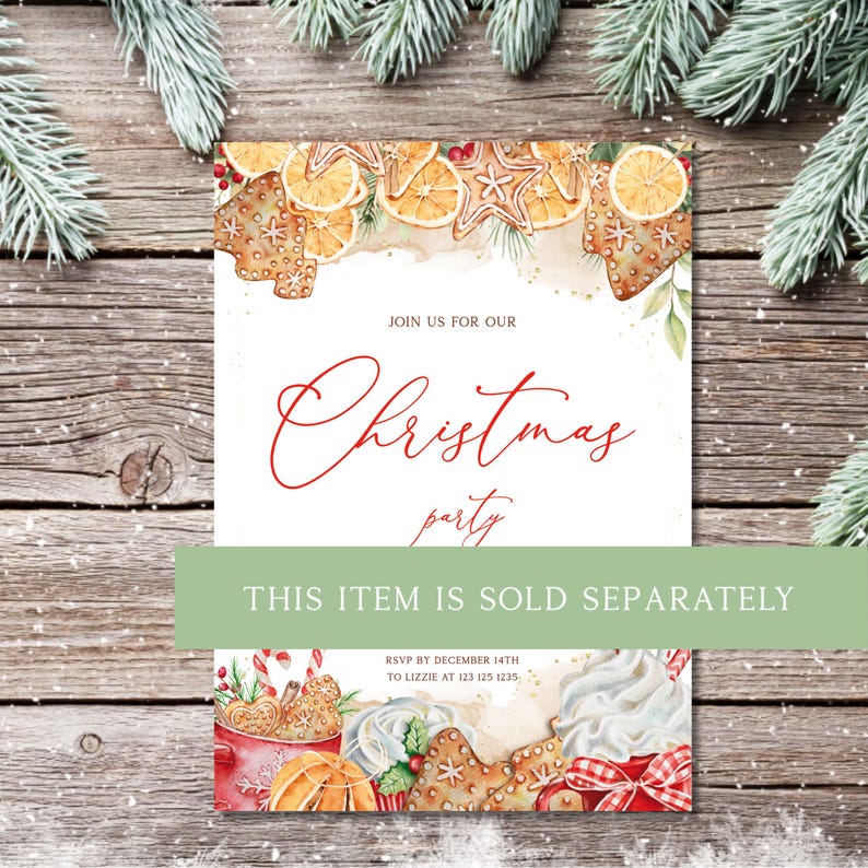 Rustic Christmas Invitation, Printable Template Digital Download - Etsy