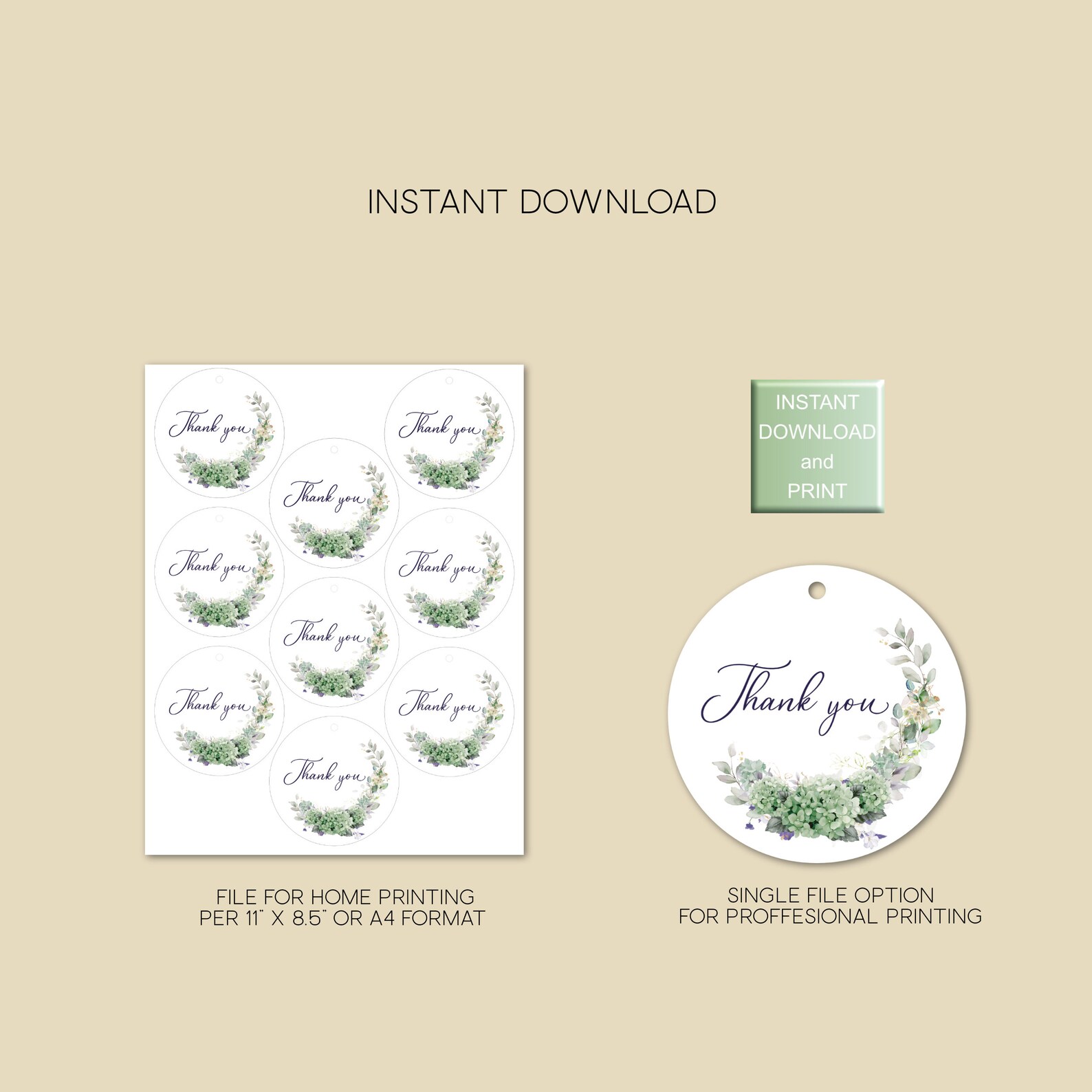 Thank You Gift Tag, Favor Tags, Printable Template Instant Print, W34 ...