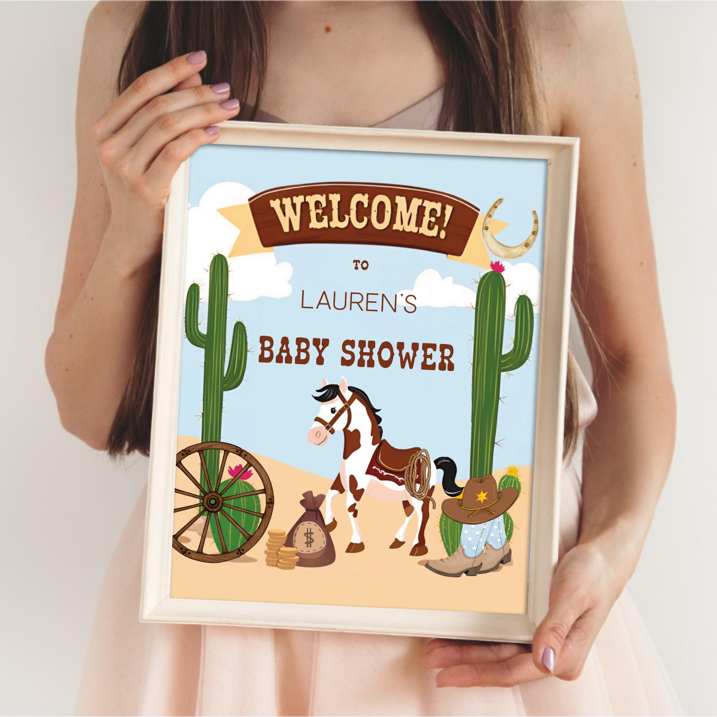 Editable Western Baby Shower Welcome Sign - Digital Cowboy Themed ...