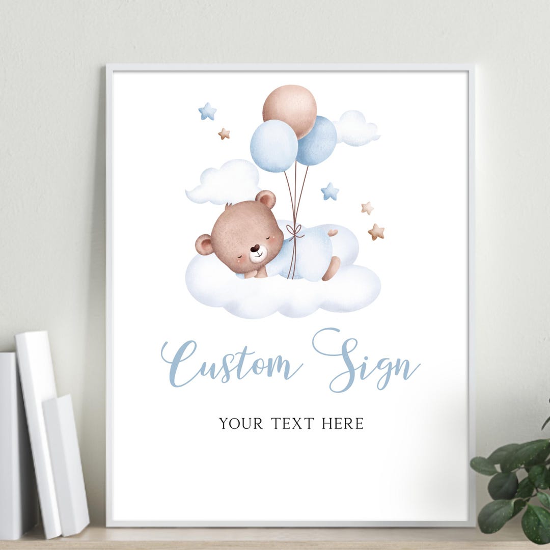 Personalized Teddy Bear Nursery Sign: Printable Baby Shower Wall Art ...