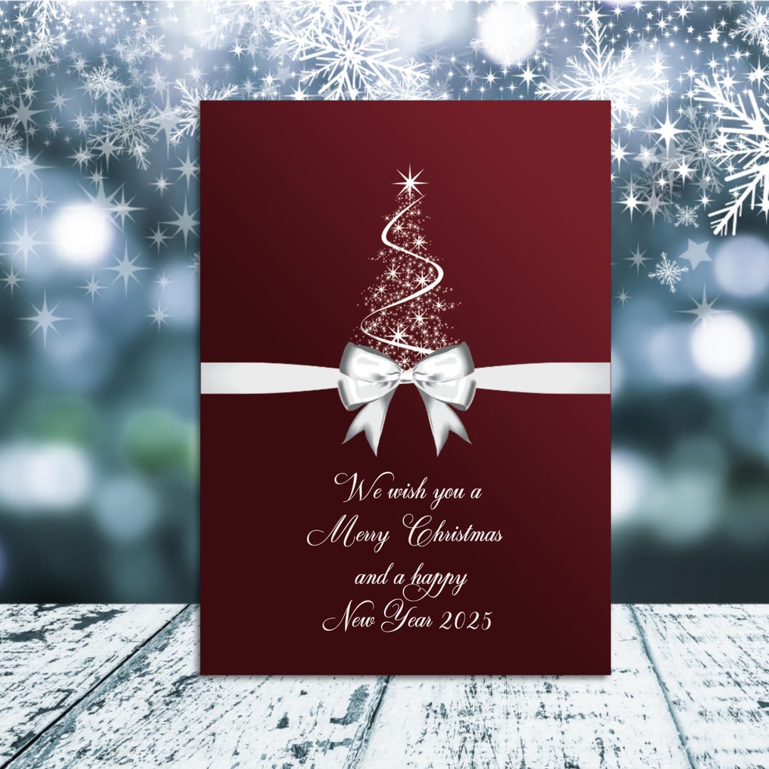 Corporate Christmas Wishes Card Template, Editable Red White Silver ...