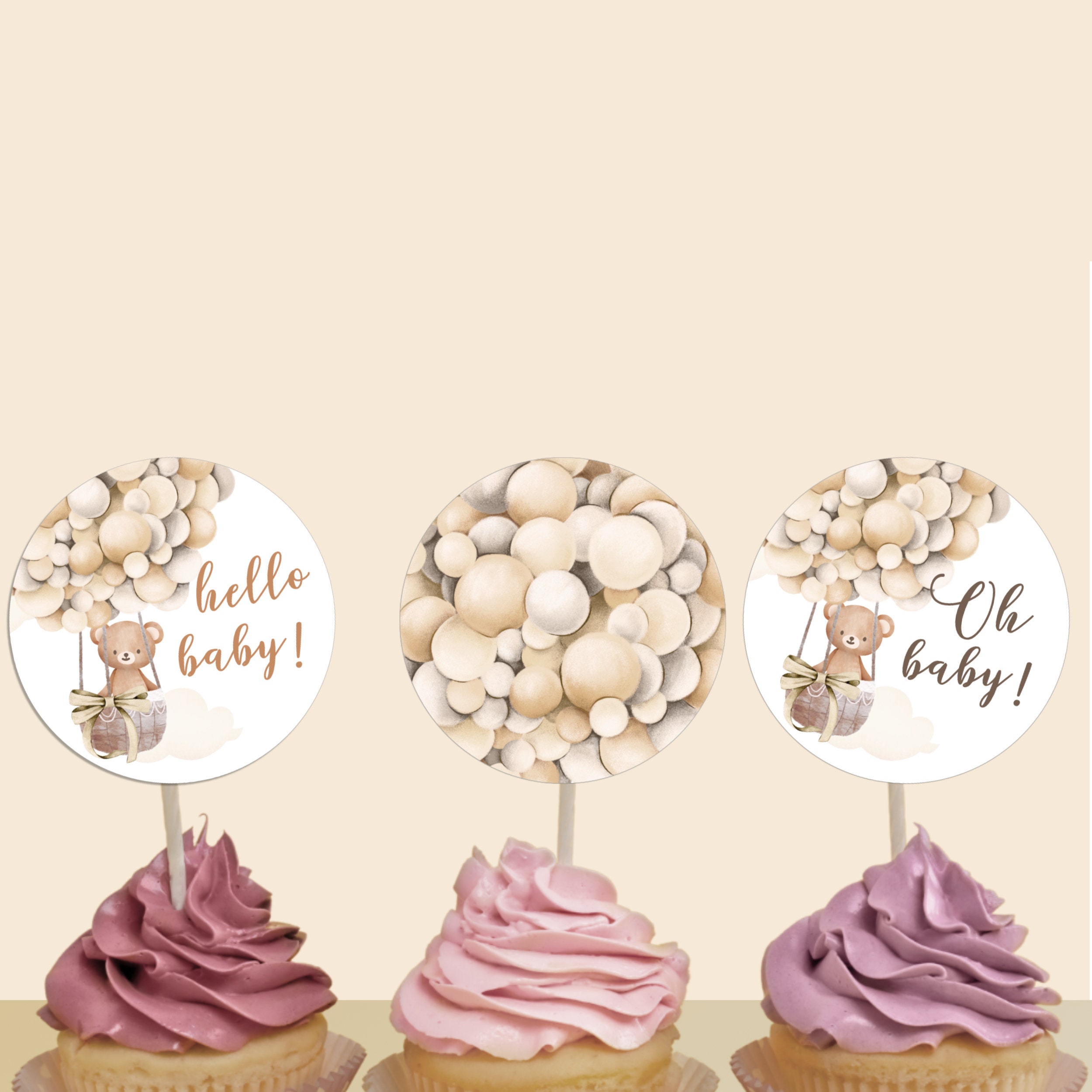 Bear Balloons Cupcake Toppers, Muffin Topper Instant Print BS84 - Etsy