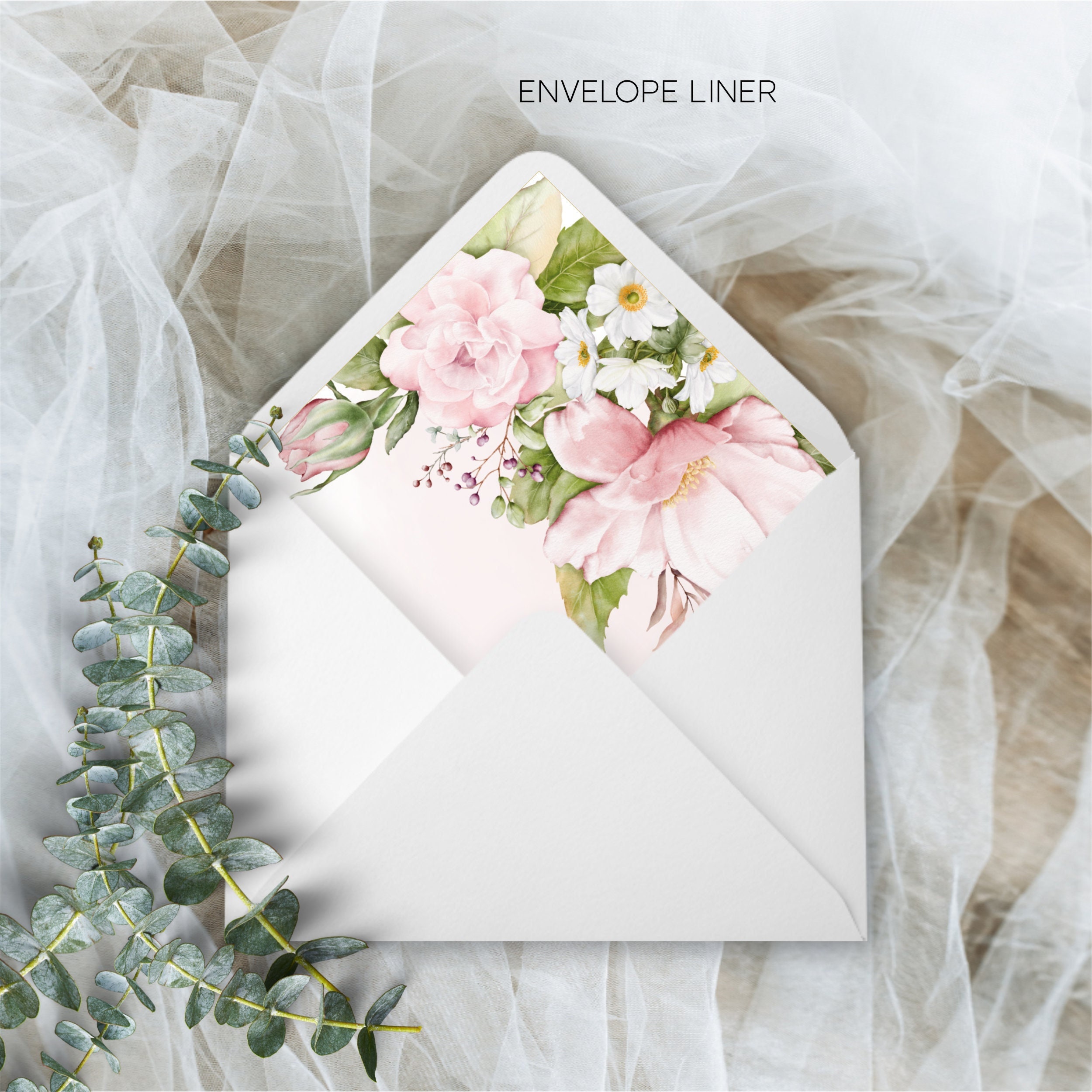 Floral Envelope Liner, Envelope Liner Template, Envelope Liners, Floral ...