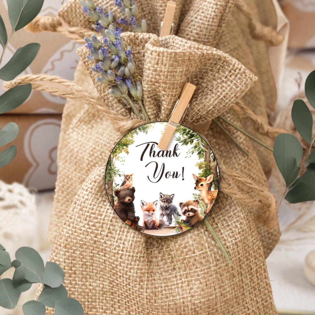 Woodland Thank You Tag, Printable Gift Tag, Birthday Tag Digital ...