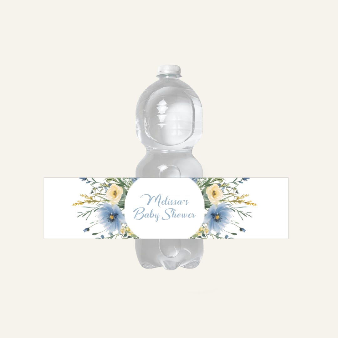Editable Bottle Label, Label Template, Blue Wildflower Label Digital ...