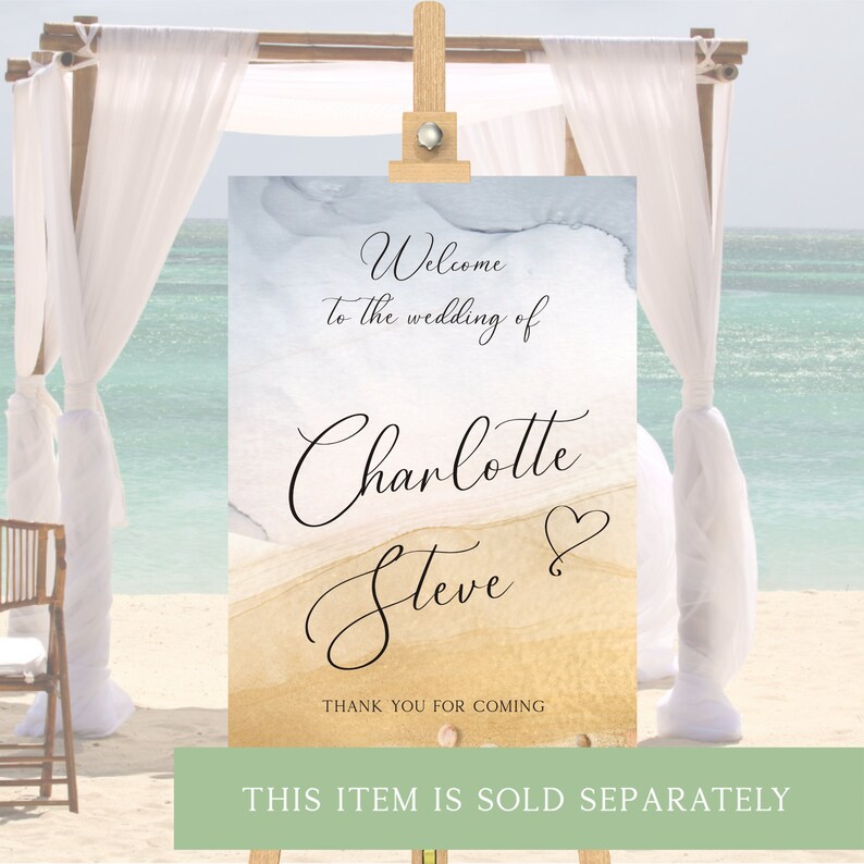 Beach Wedding Welcome Banner, Printable Welcome Sign Editable Template ...