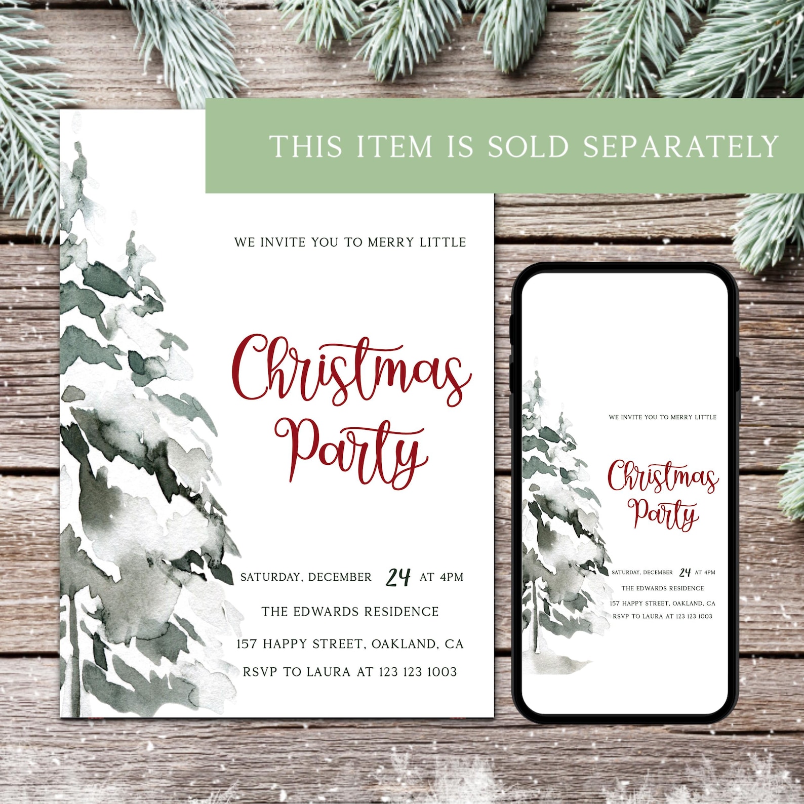 Rustic Christmas Invitation, Printable Template Digital Download - Etsy