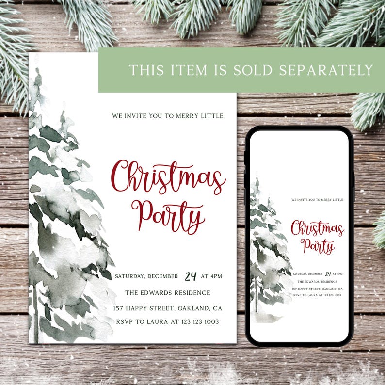 Rustic Christmas Invitation, Printable Template Digital Download - Etsy