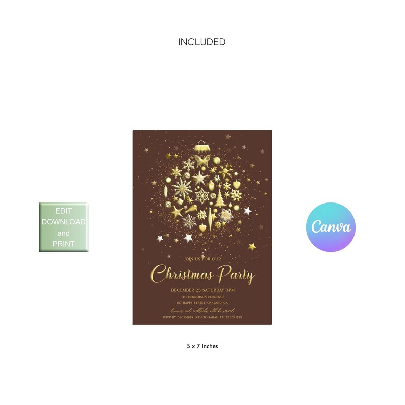 Rustic Christmas Invitation, Printable Template Digital Download - Etsy