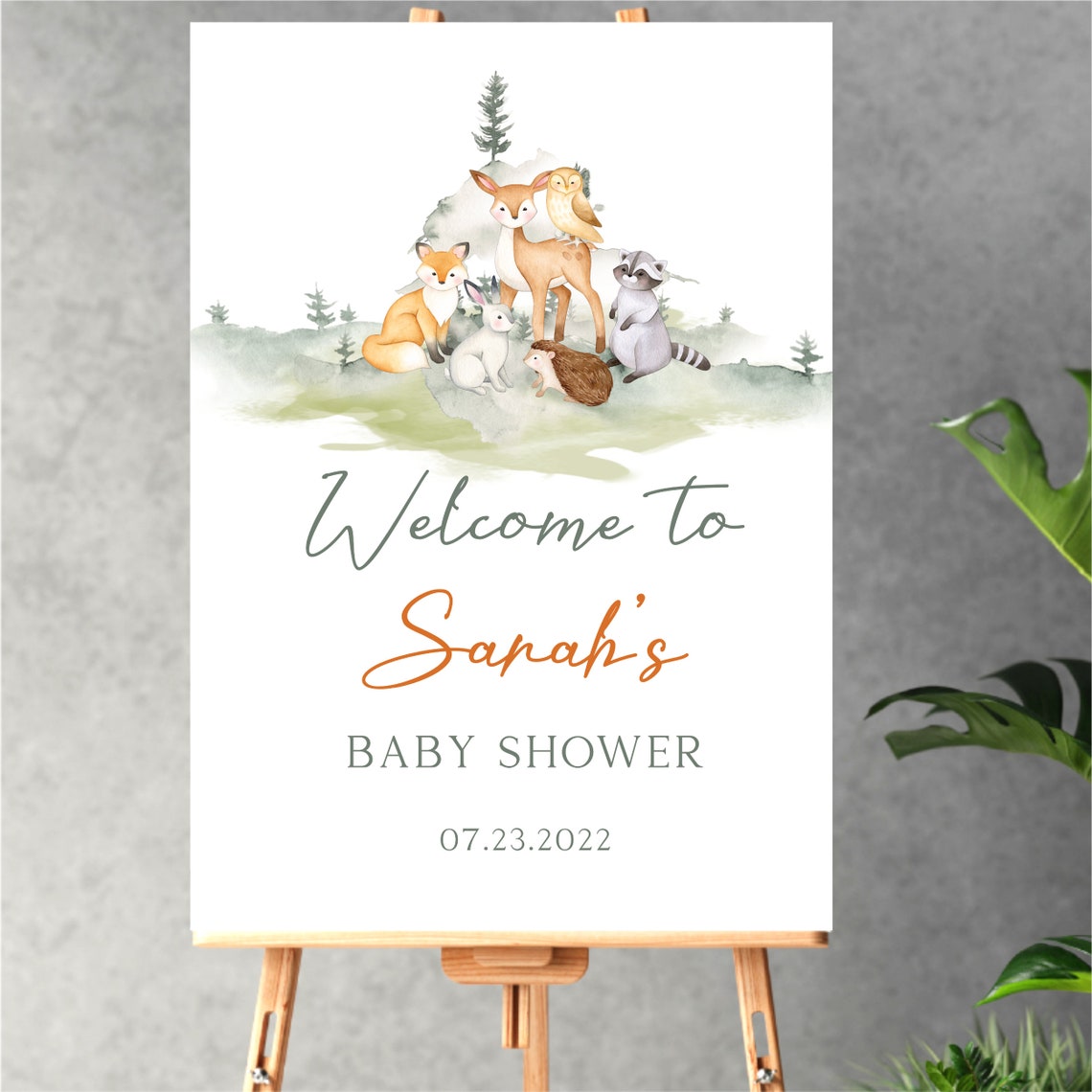 Woodland Baby Shower Welcome Sign, Forest Animals, Editable Template ...