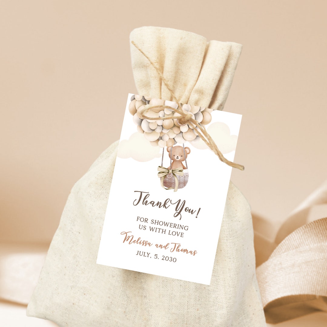 Teddy Bear Tag, Baby Shower Tags, Printable Tag, Baby Shower Thank You ...