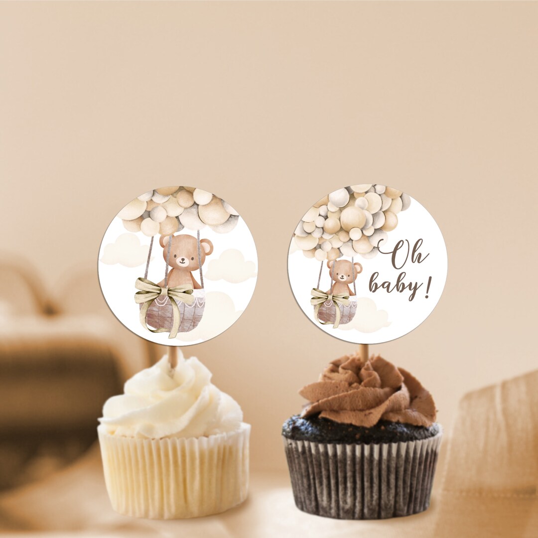 Bear Balloons Cupcake Toppers, Muffin Topper Instant Print BS84 - Etsy