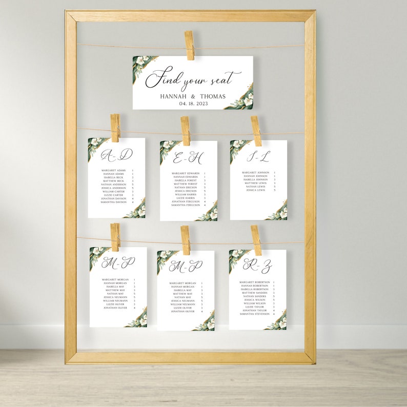 Emerald Green Wedding Seating Chart Card, Editable Cards, Wedding ...