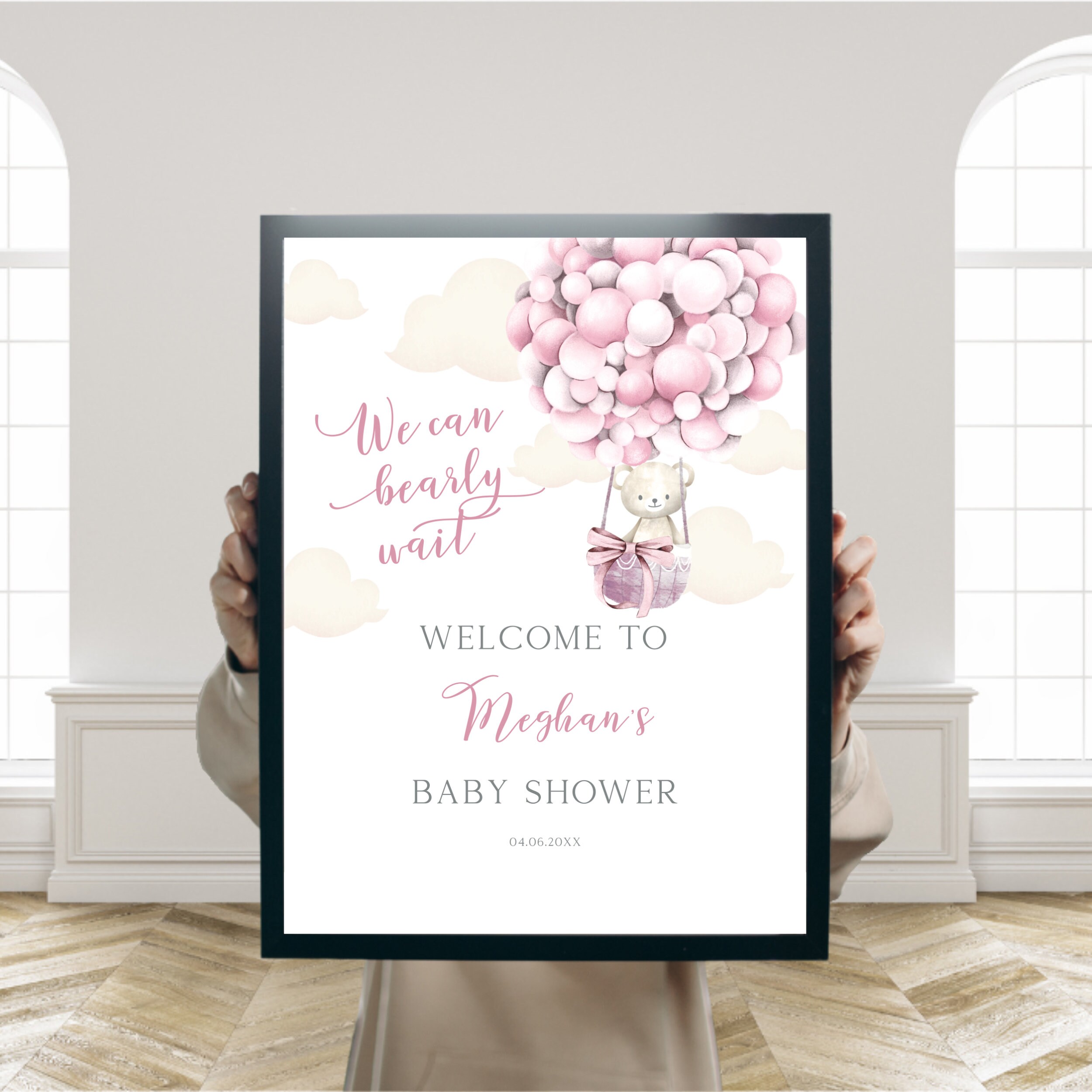 Teddy Bear Baby Shower Welcome Sign, Girl Baby Shower, Editable Baby ...