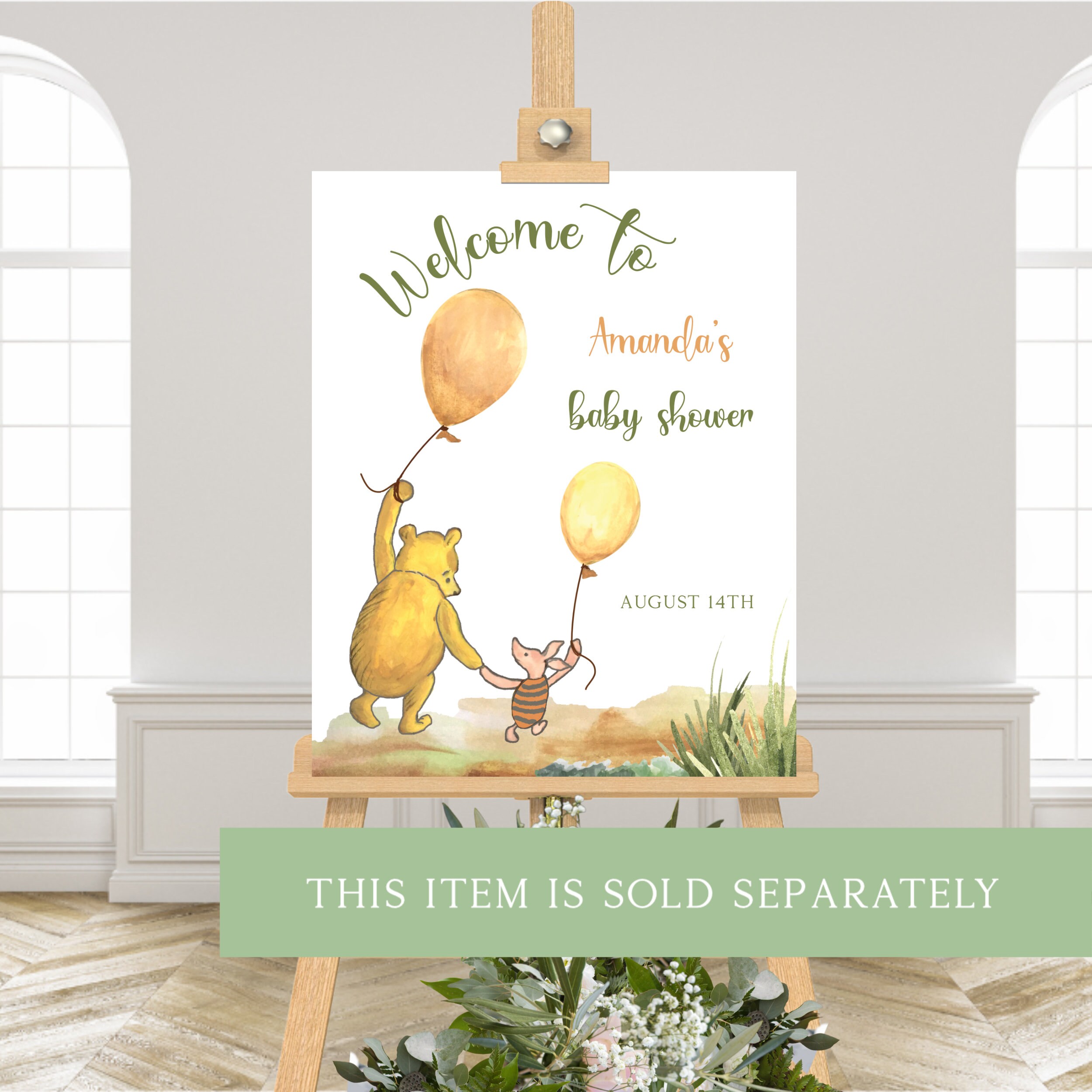 Winnie the Pooh Baby Shower Welcome Sign, Boy Baby Shower Sign, Winnie ...