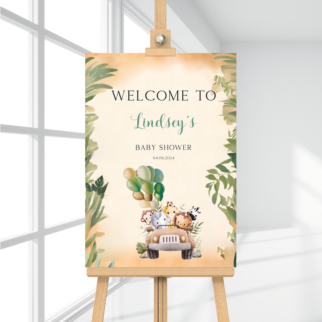 Jungle Baby Shower Welcome Sign, Jungle Adventure Baby Shower ...