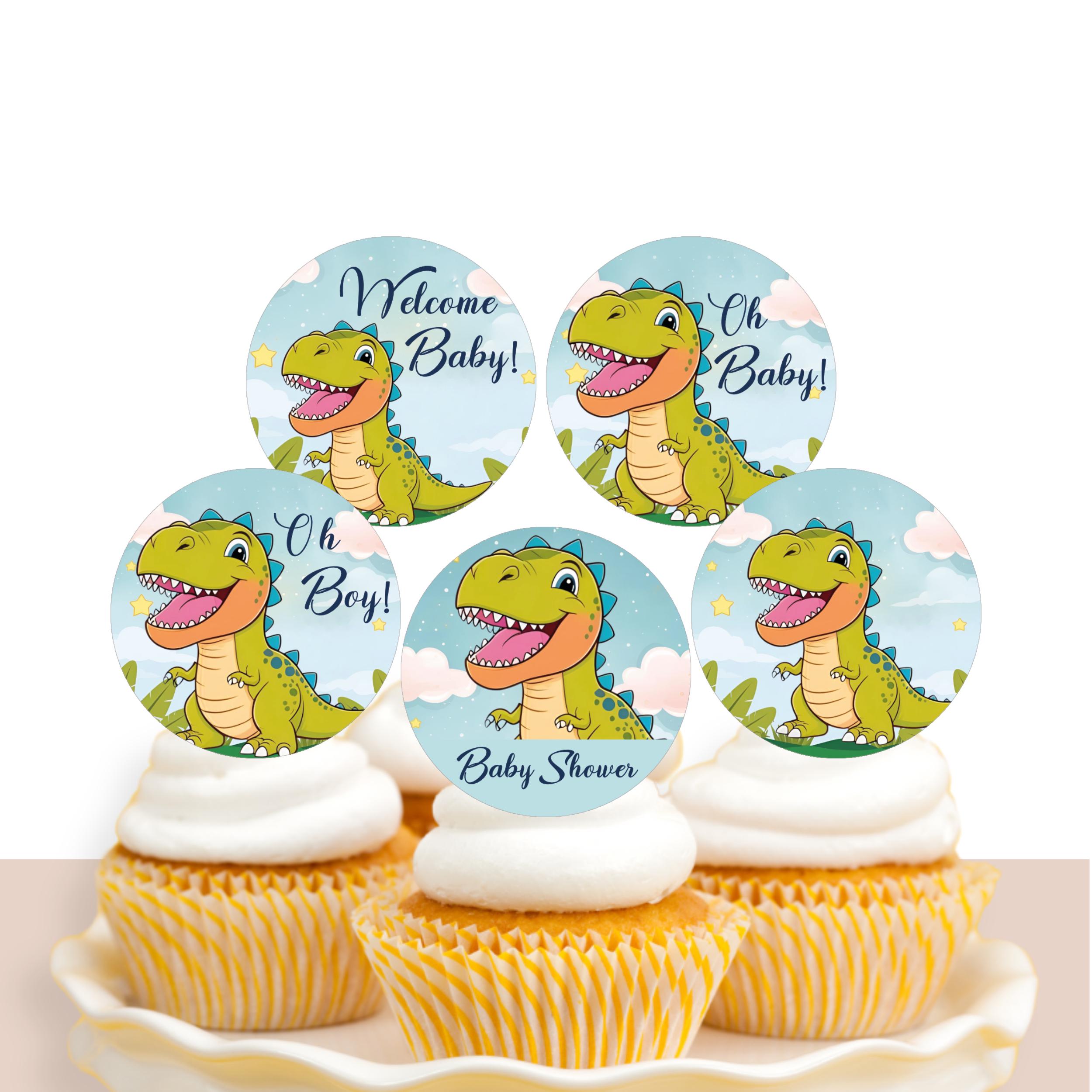 Dinosaur Baby Shower Printable Cupcake Toppers: Dinosaur Adventure Cake ...