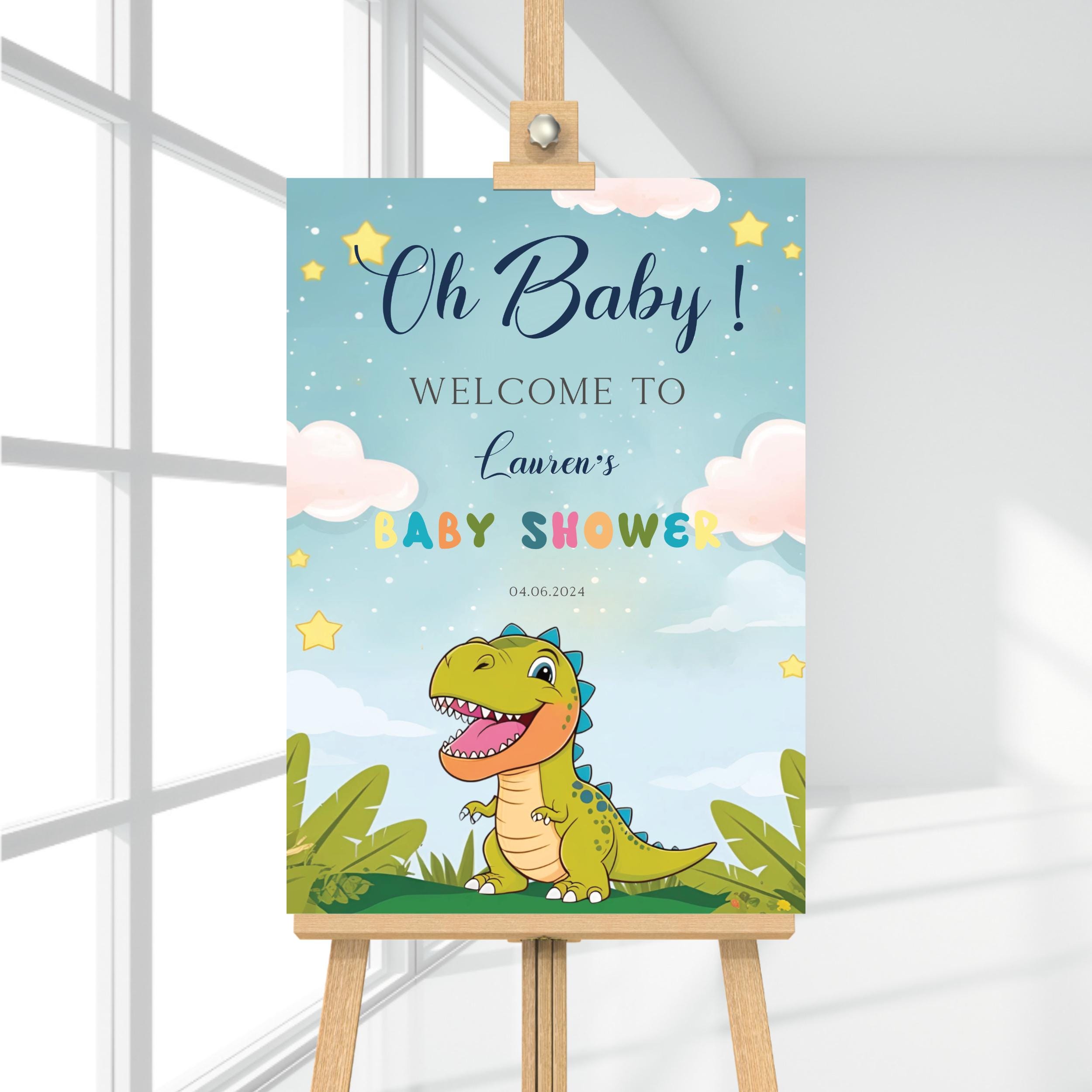Editable Dinosaur Welcome Sign: Digital Baby Shower Poster & Printable ...
