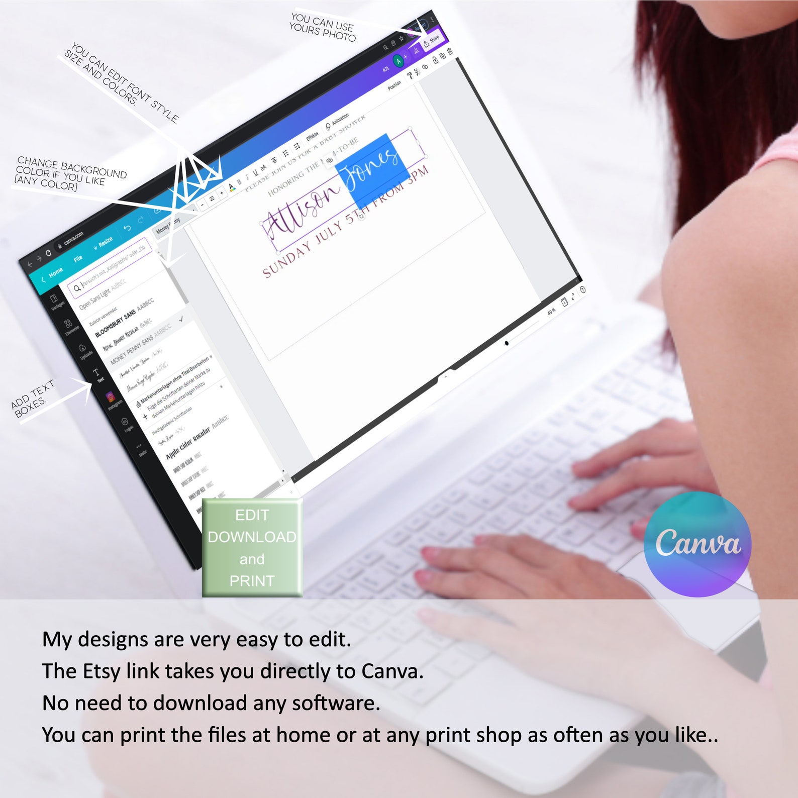 Bunny Baby Shower Invitation for Girls, Editable Baby Shower Invitation, BS64 - Etsy