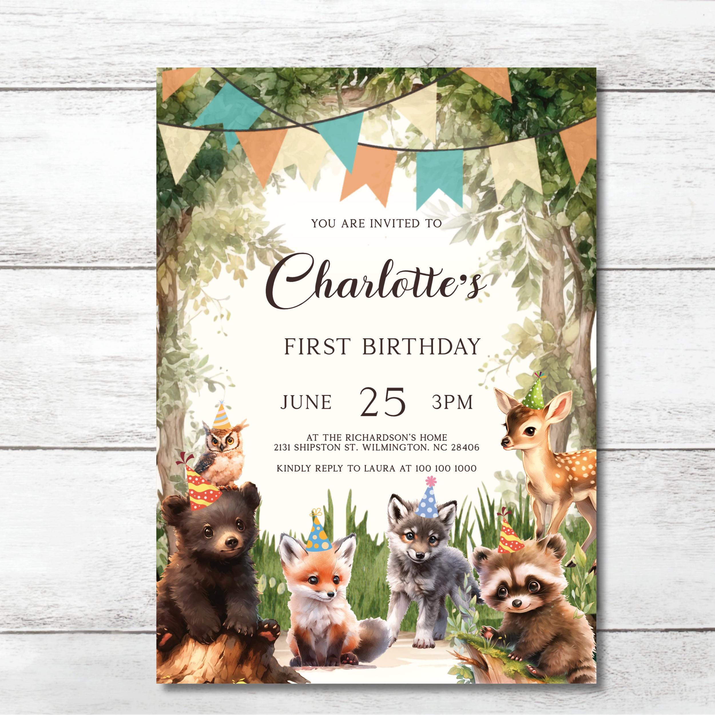 Woodland Birthday Invitation Template, Happy Birthday Invitation ...
