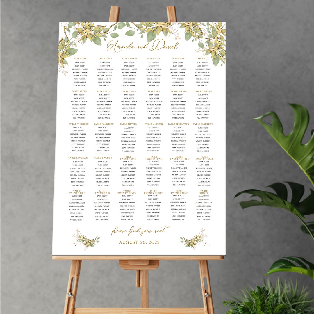 Wedding Seating Chart, Printable and Editable Template W152 - Etsy