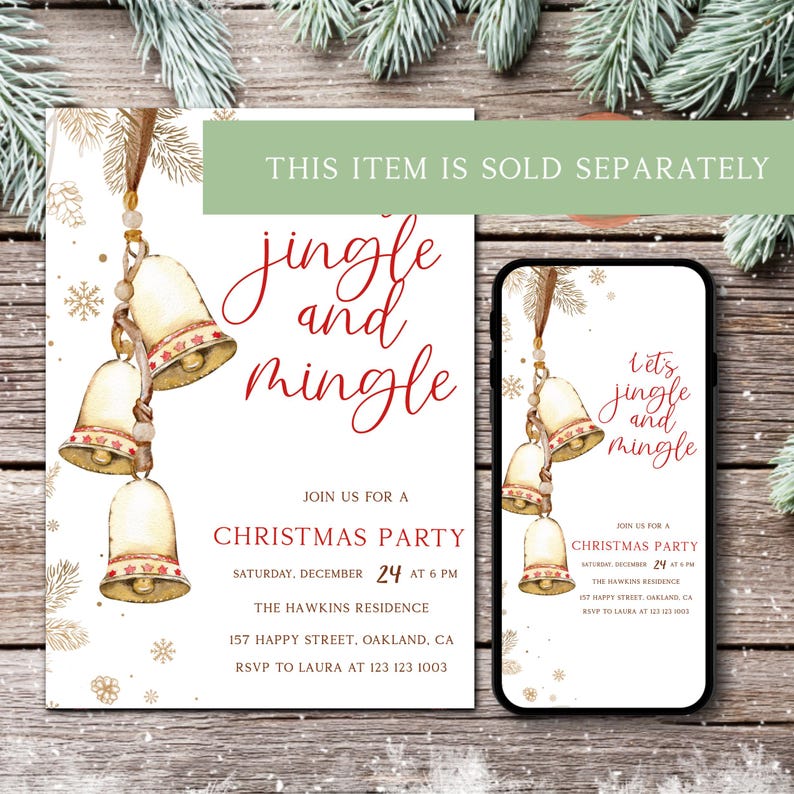 Rustic Christmas Invitation, Printable Template Digital Download - Etsy