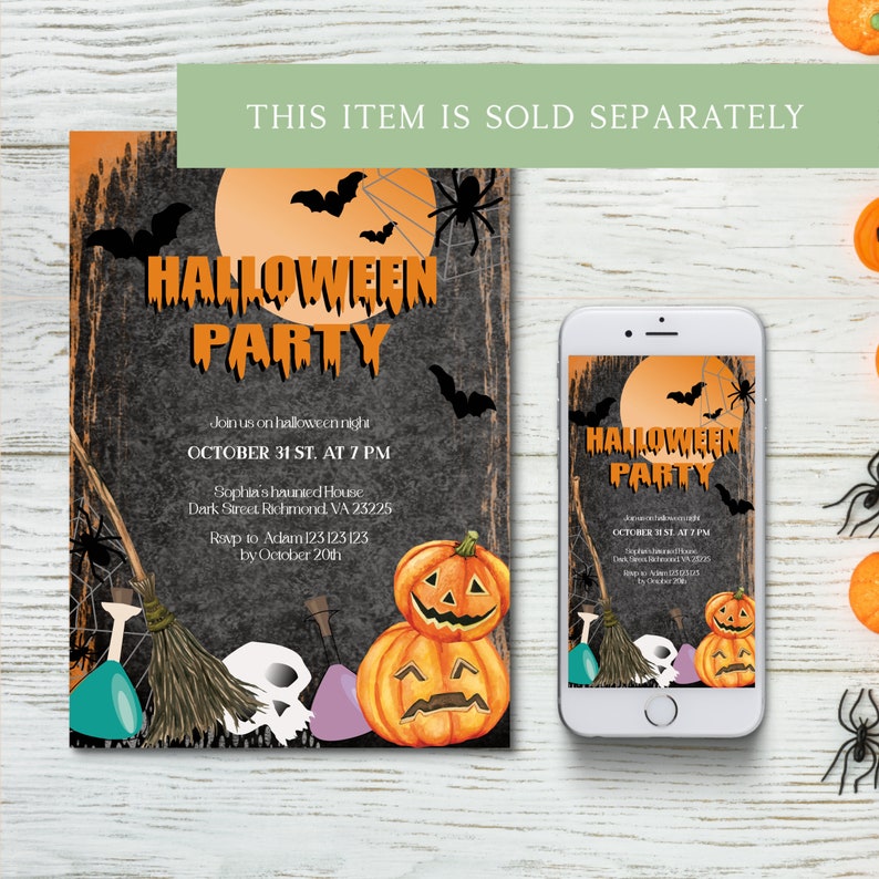 Printable Card and Digital Halloween Invitation, Instant Download - Etsy