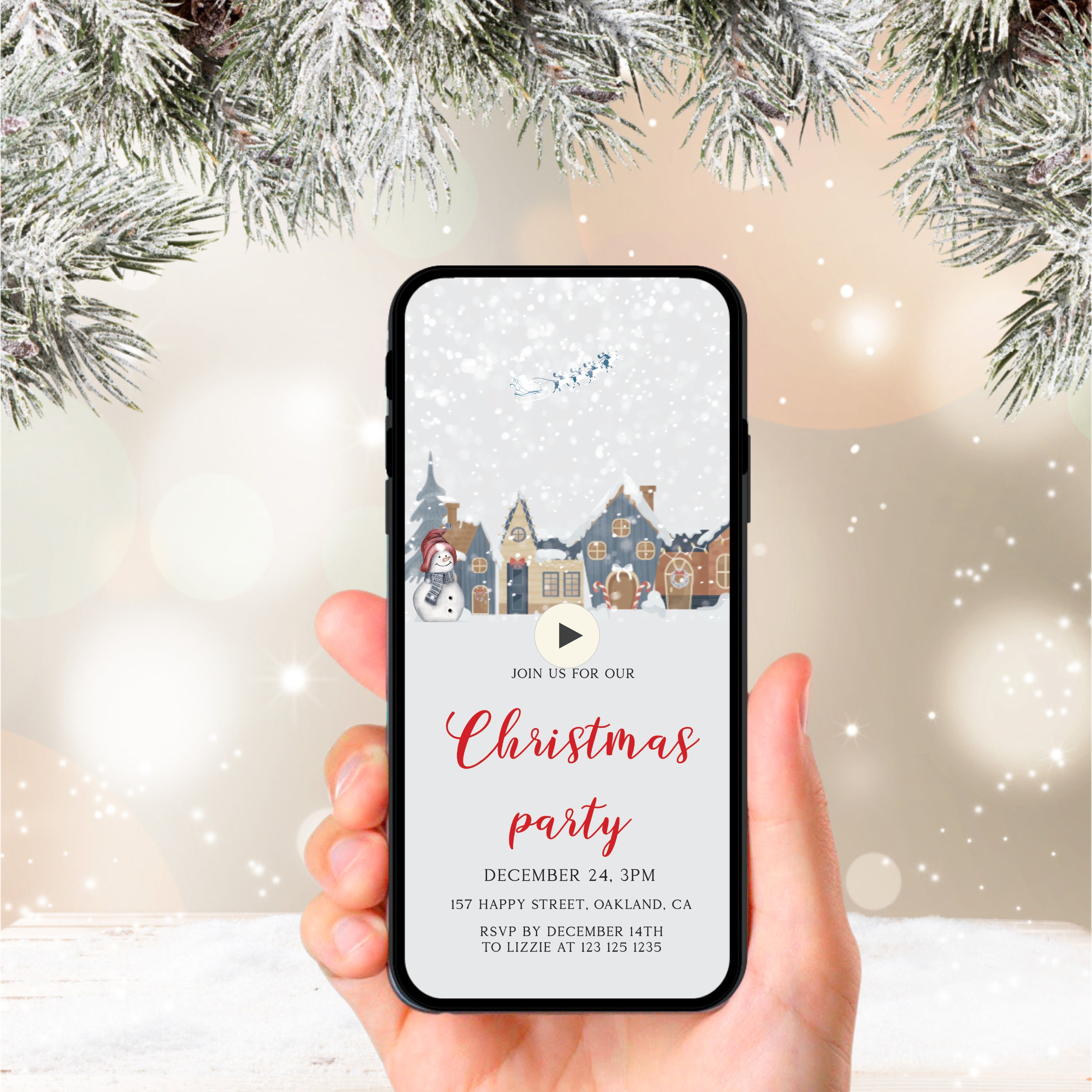 Christmas Invitation With Snowman, Editable Invitation Digital Download ...