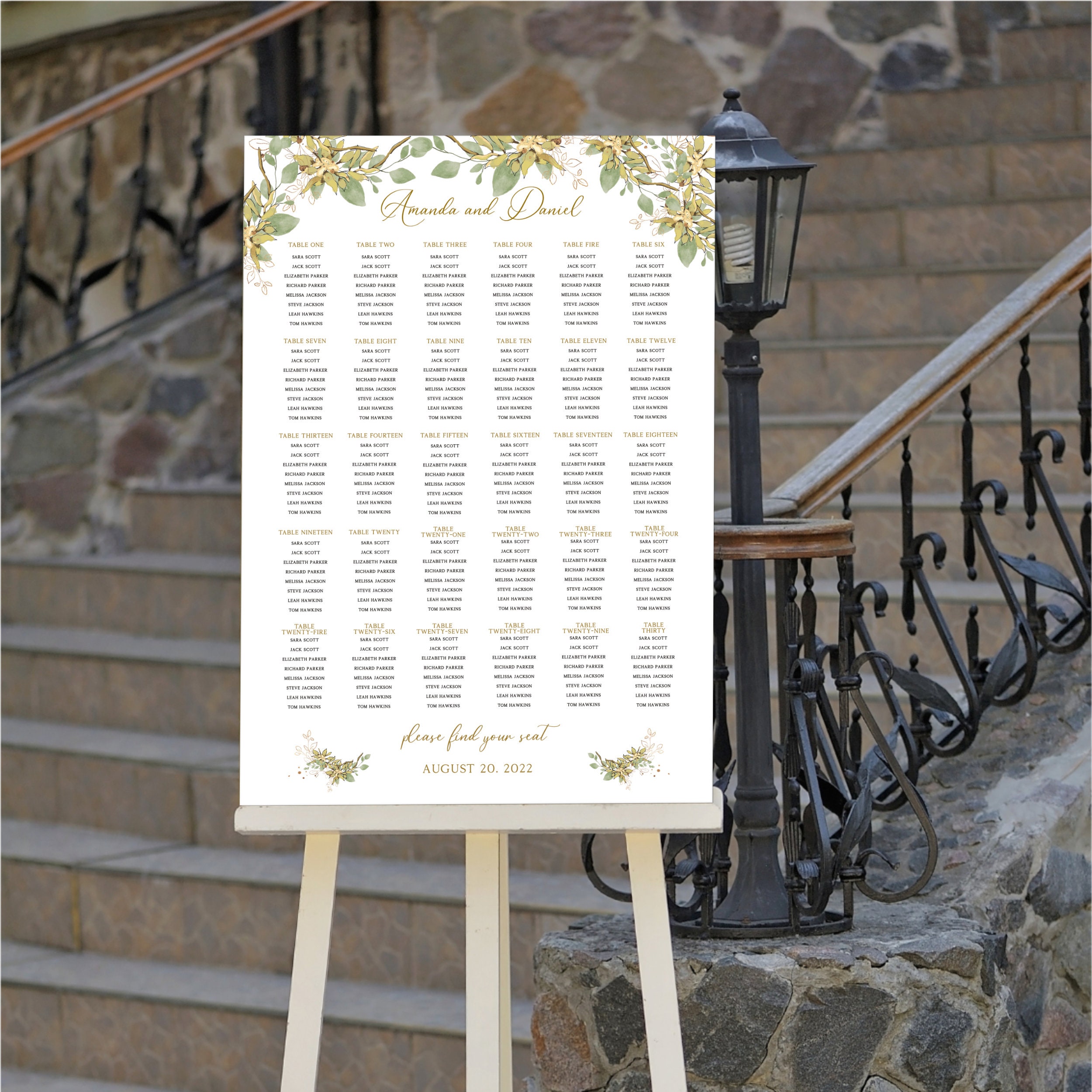 Wedding Seating Chart, Printable and Editable Template W152 - Etsy